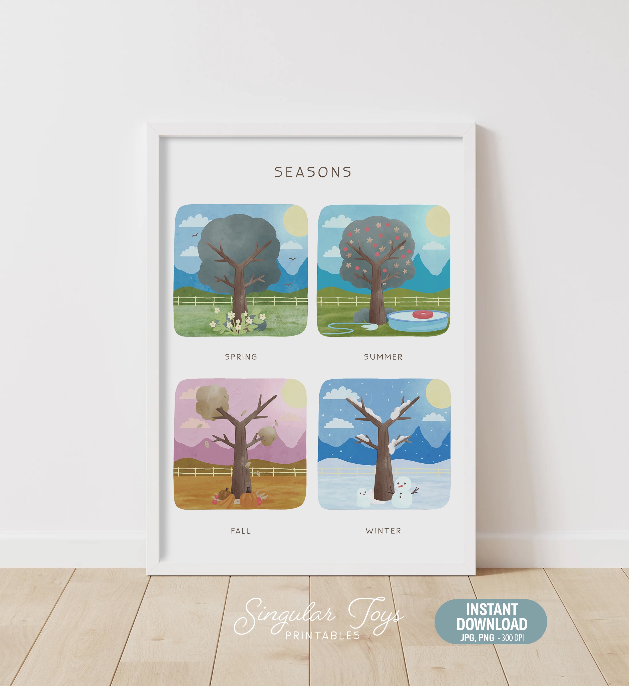 Montessori-Estaciones del año - Imprimible|Singular Toys LLC