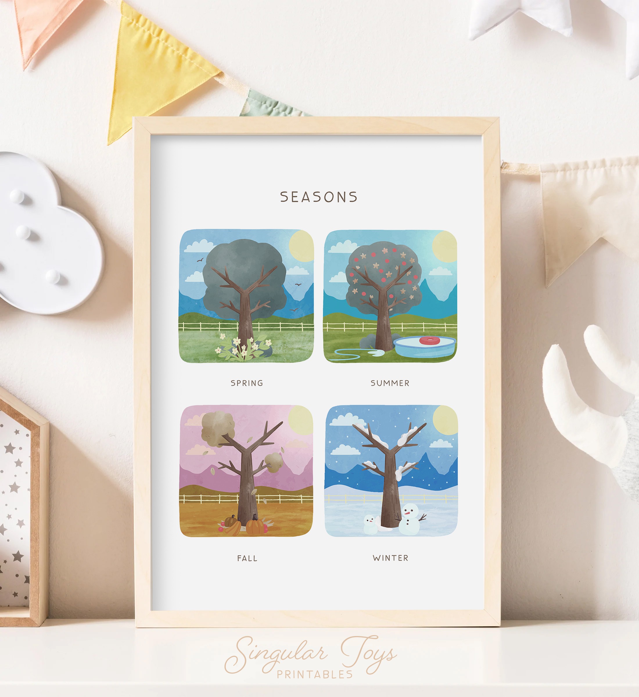 Montessori-Estaciones del año - Imprimible|Singular Toys LLC