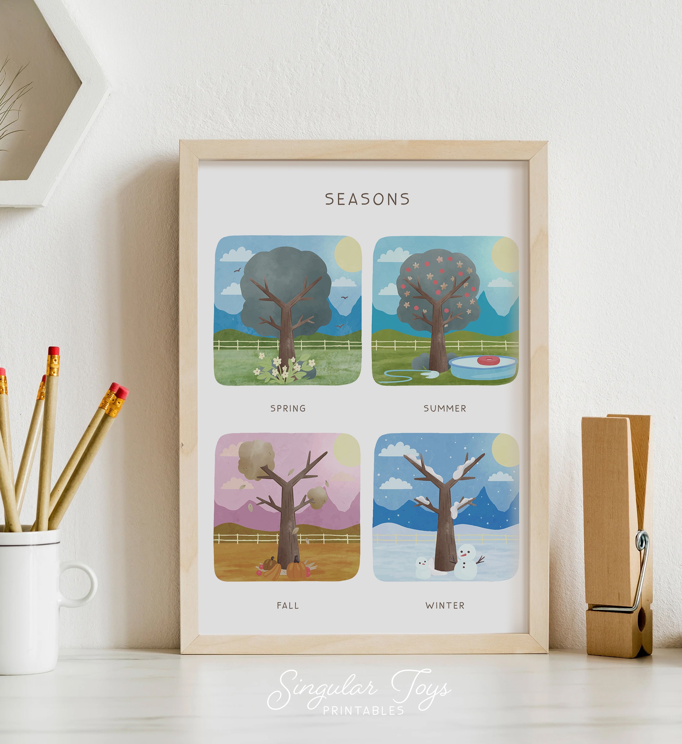 Montessori-Estaciones del año - Imprimible|Singular Toys LLC