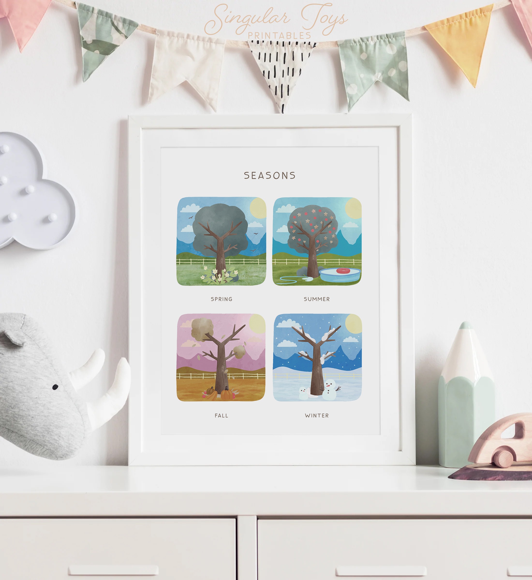 Montessori-Estaciones del año - Imprimible|Singular Toys LLC
